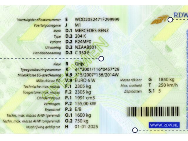Zo ziet het nieuwe kentekenbewijs eruit